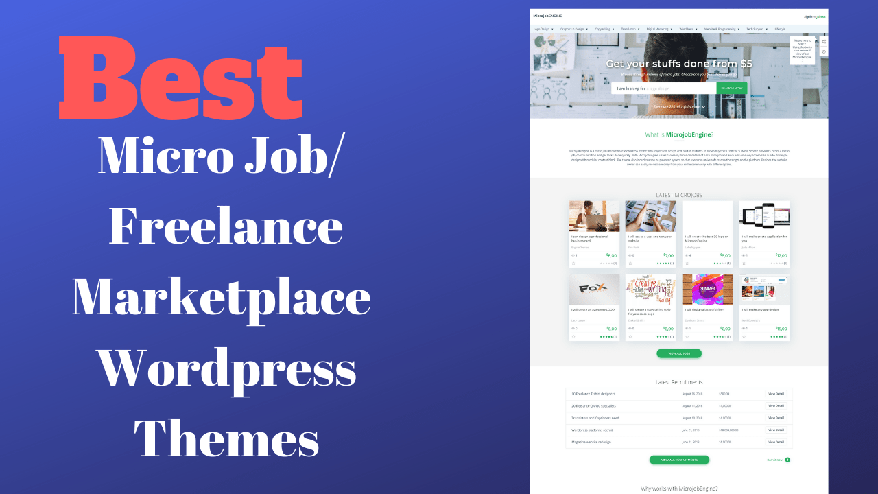 Best Micro Job/ Freelance Marketplace Wordpress Themes